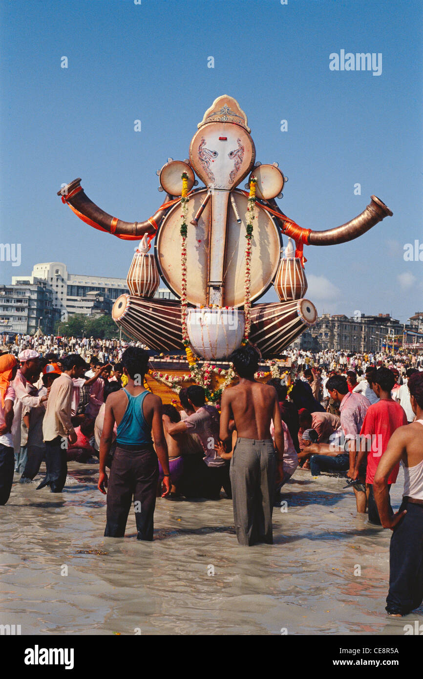 idol of lord Ganesh made from music instruments chowpatty bombay mumbai ...