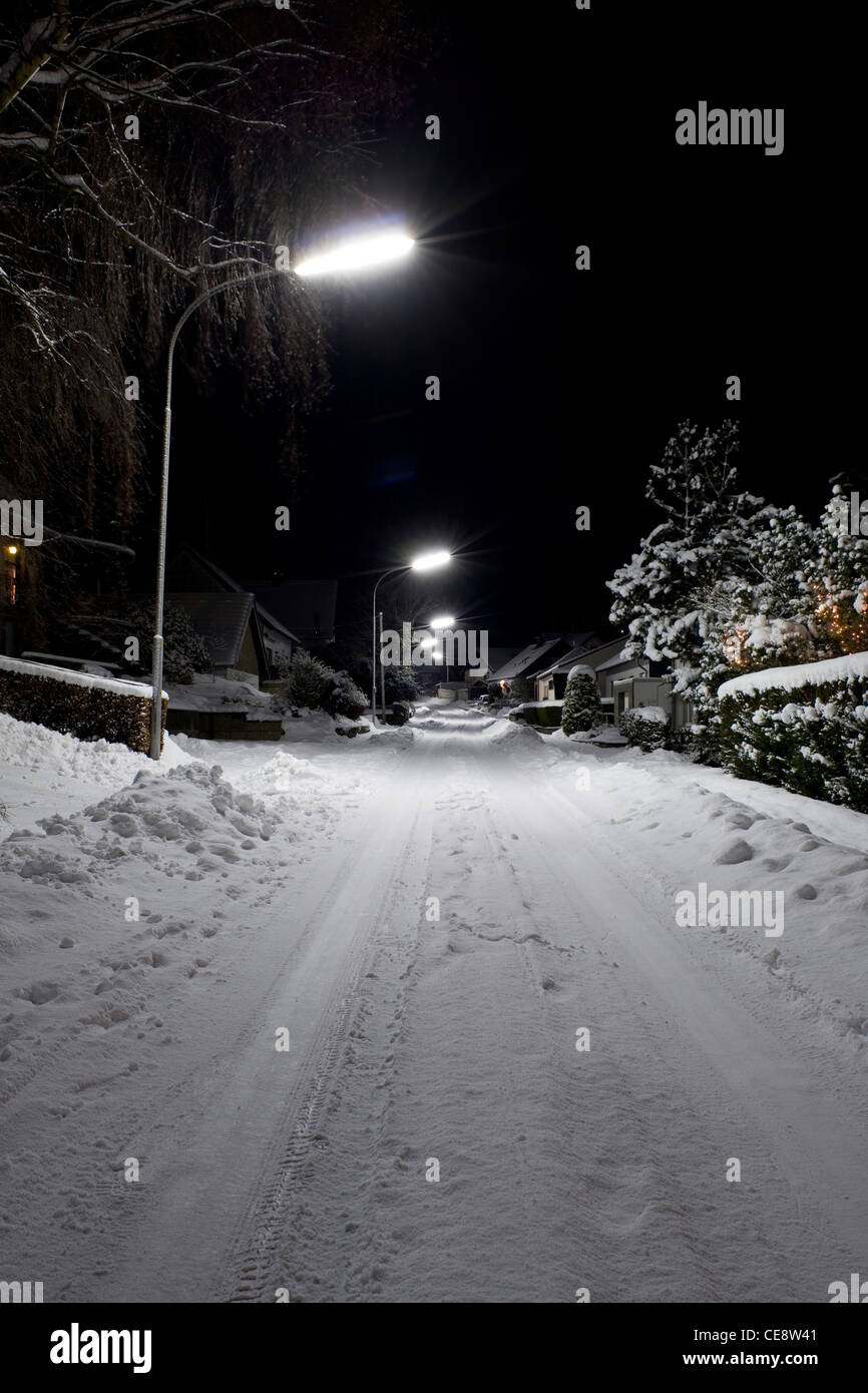 Snow on street Stock Photo - Alamy