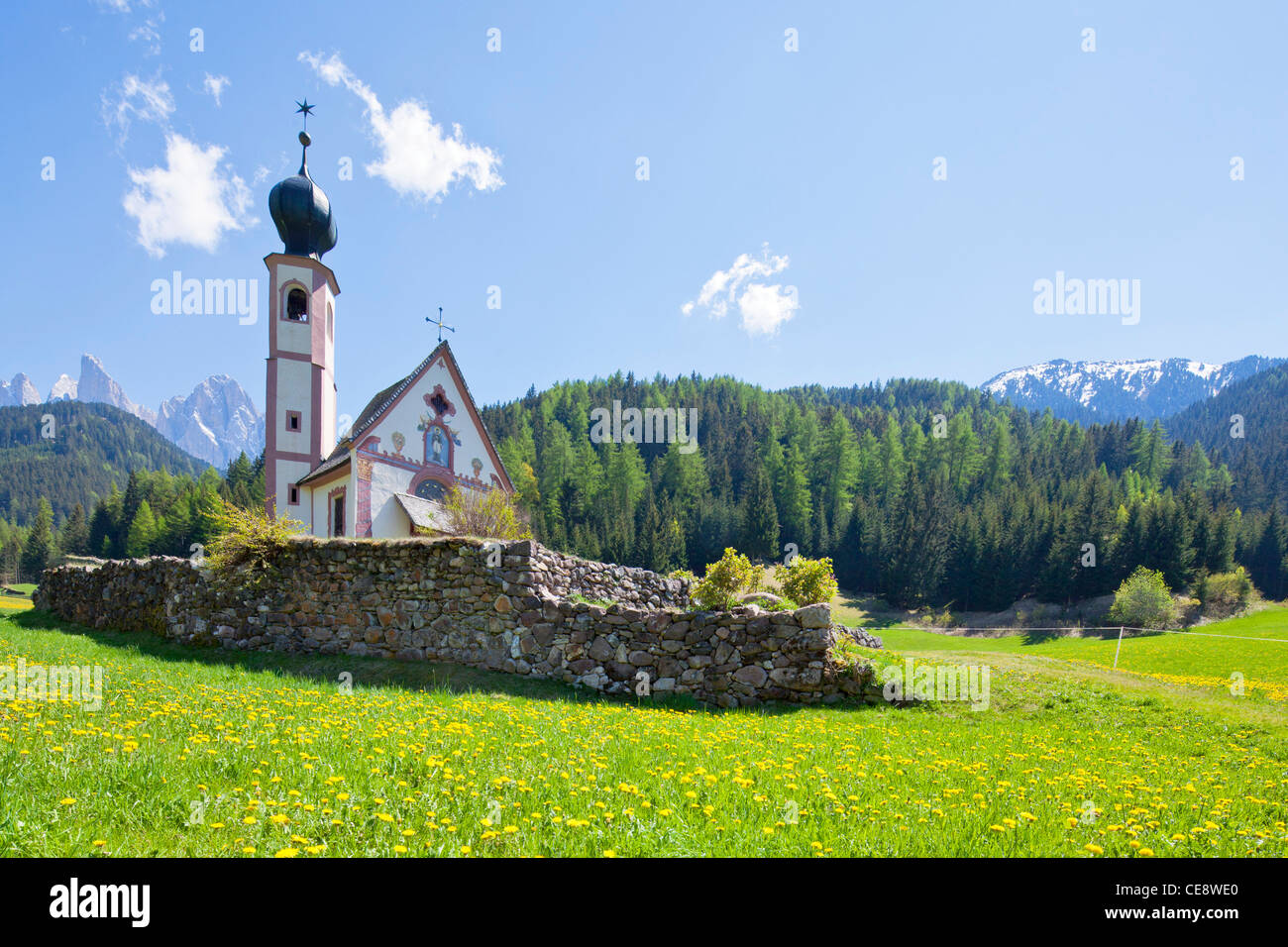 Baroque church in the Villnoess Valley, Dolomites, Italy Stock Photo ...