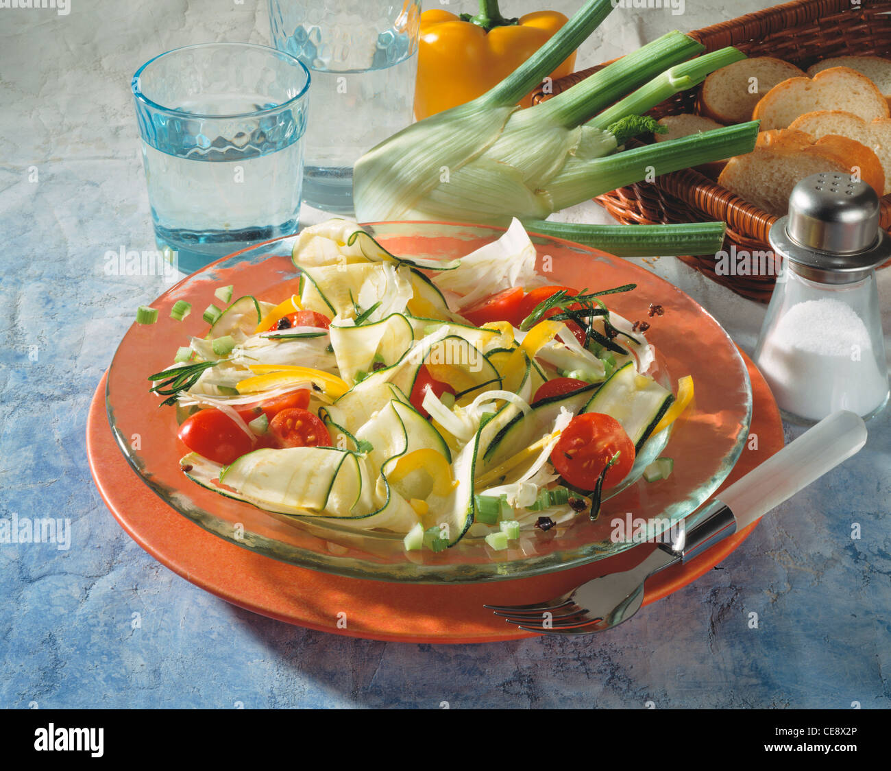 Vegetable - carpaccio salad with juniper - rosemary oil Stock Photo - Alamy