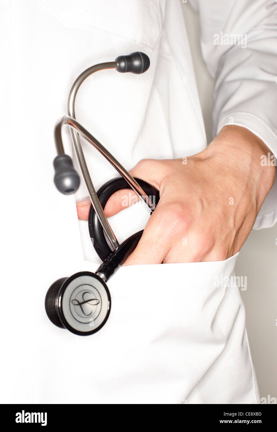 MODEL RELEASED. Stethoscope in a doctor's pocket Stock Photo - Alamy