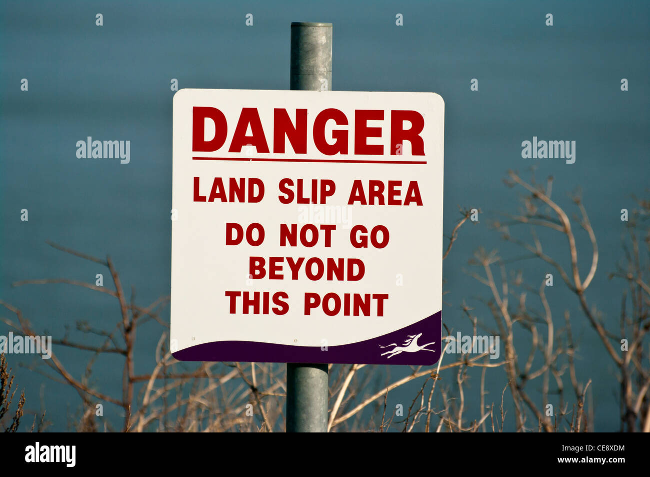 Beware Caution Danger Clifftop Signs UK Danger Land Slip Area Do Not Go ...