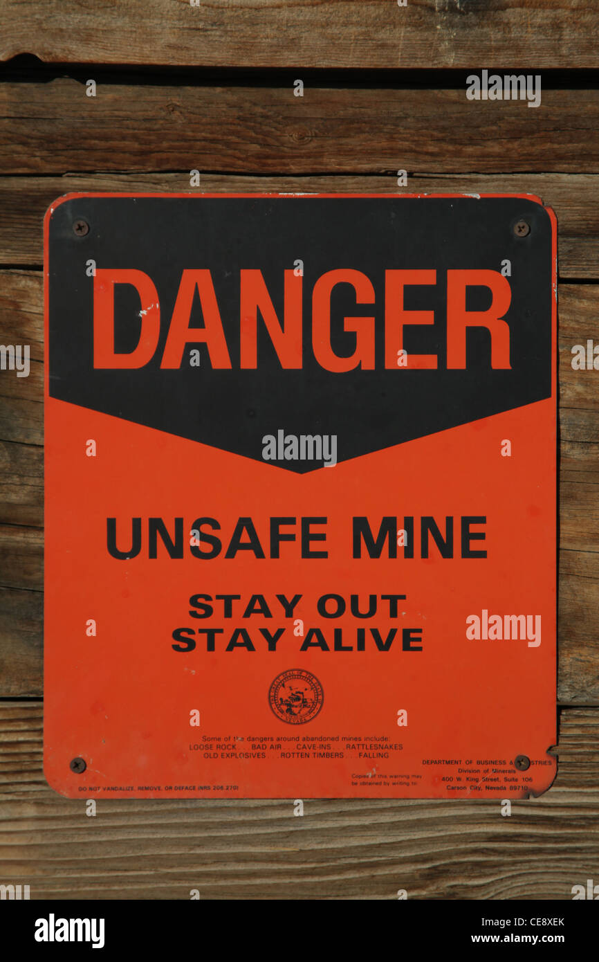 Danger sign for mine workings Stock Photo - Alamy