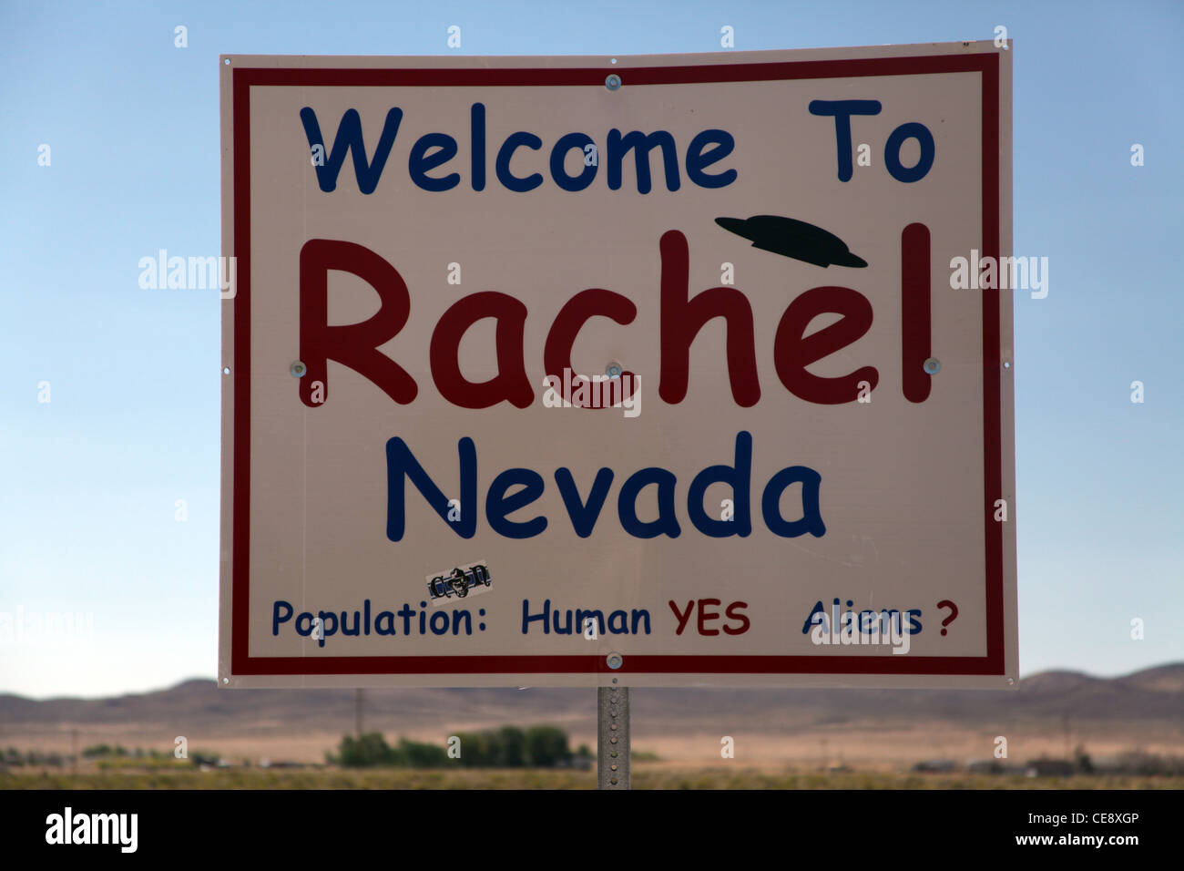 welcome sign for Rachel nevada Stock Photo - Alamy