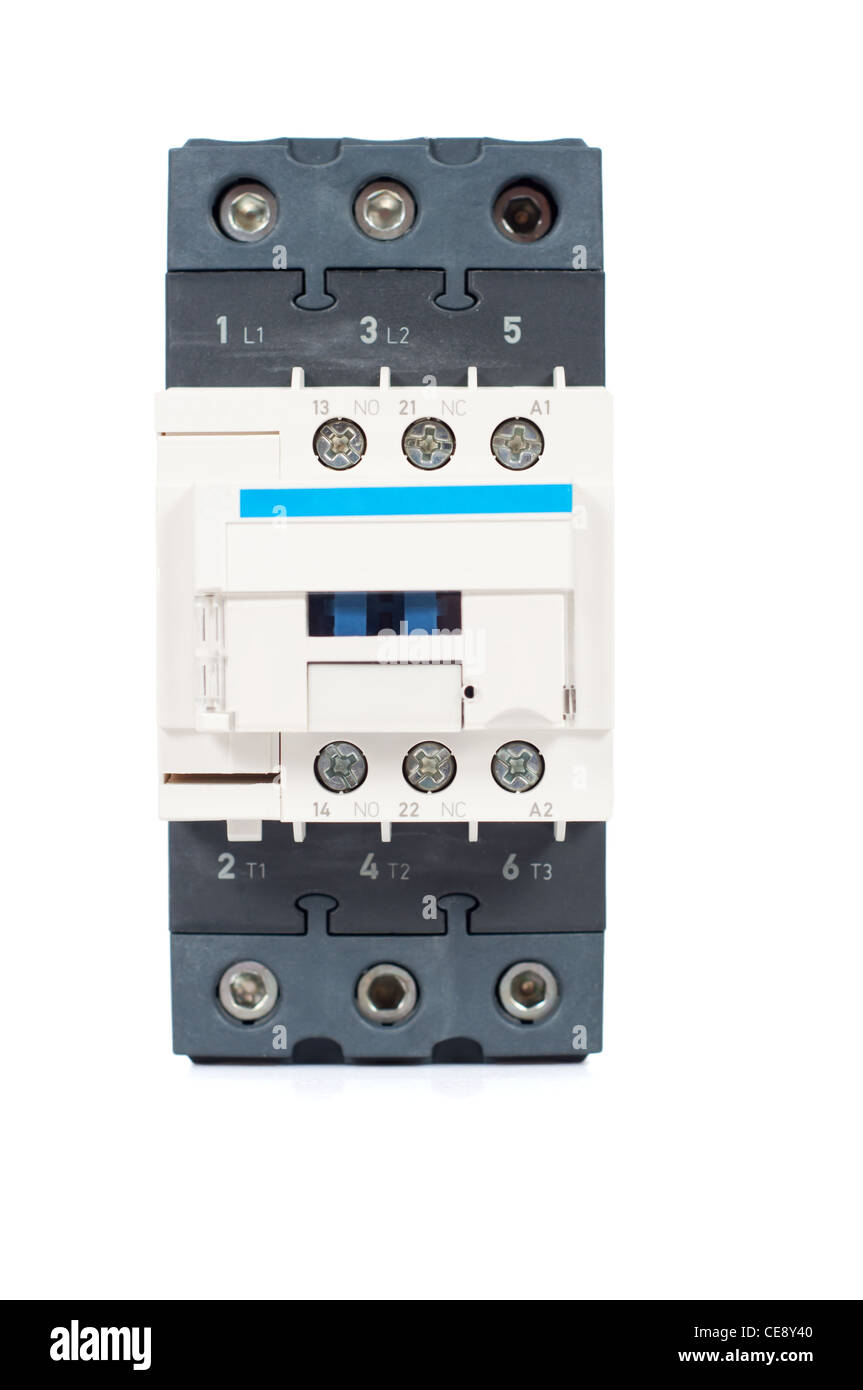 industrial contactor isolated on white background Stock Photo - Alamy