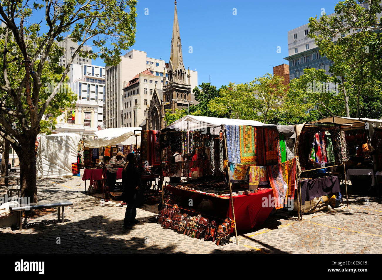 Souvenir stalls in Greenmarket Square, Cape Town, Western Cape, South ...