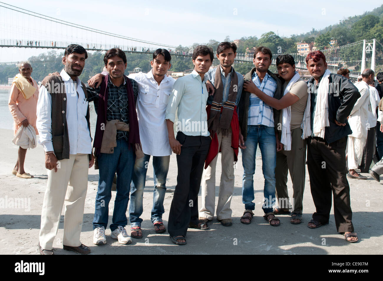Indian men posing for a photograph, Rishikesh, Uttarakhand, India Stock ...
