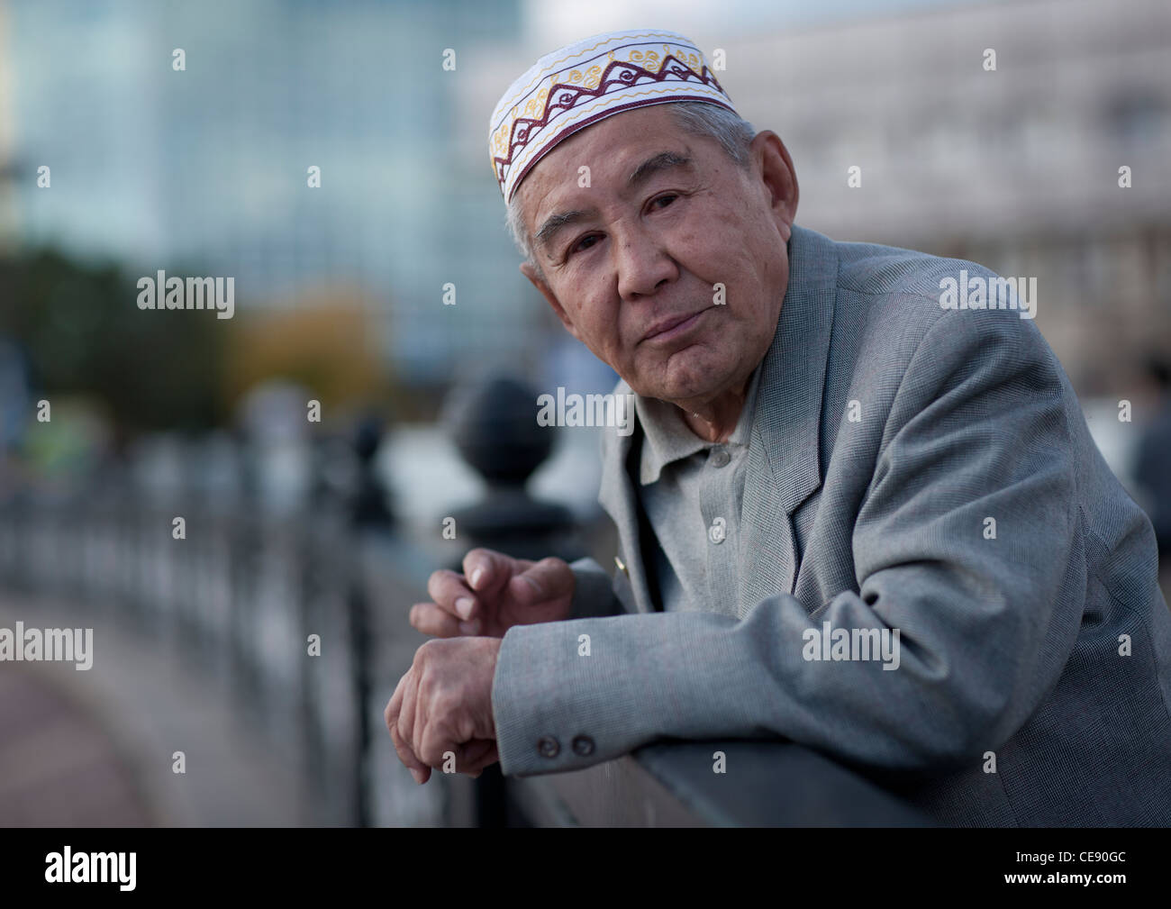 Mister Mereke, a muslim ethnic kazakh old man, Astana, Kazakhstan Stock ...