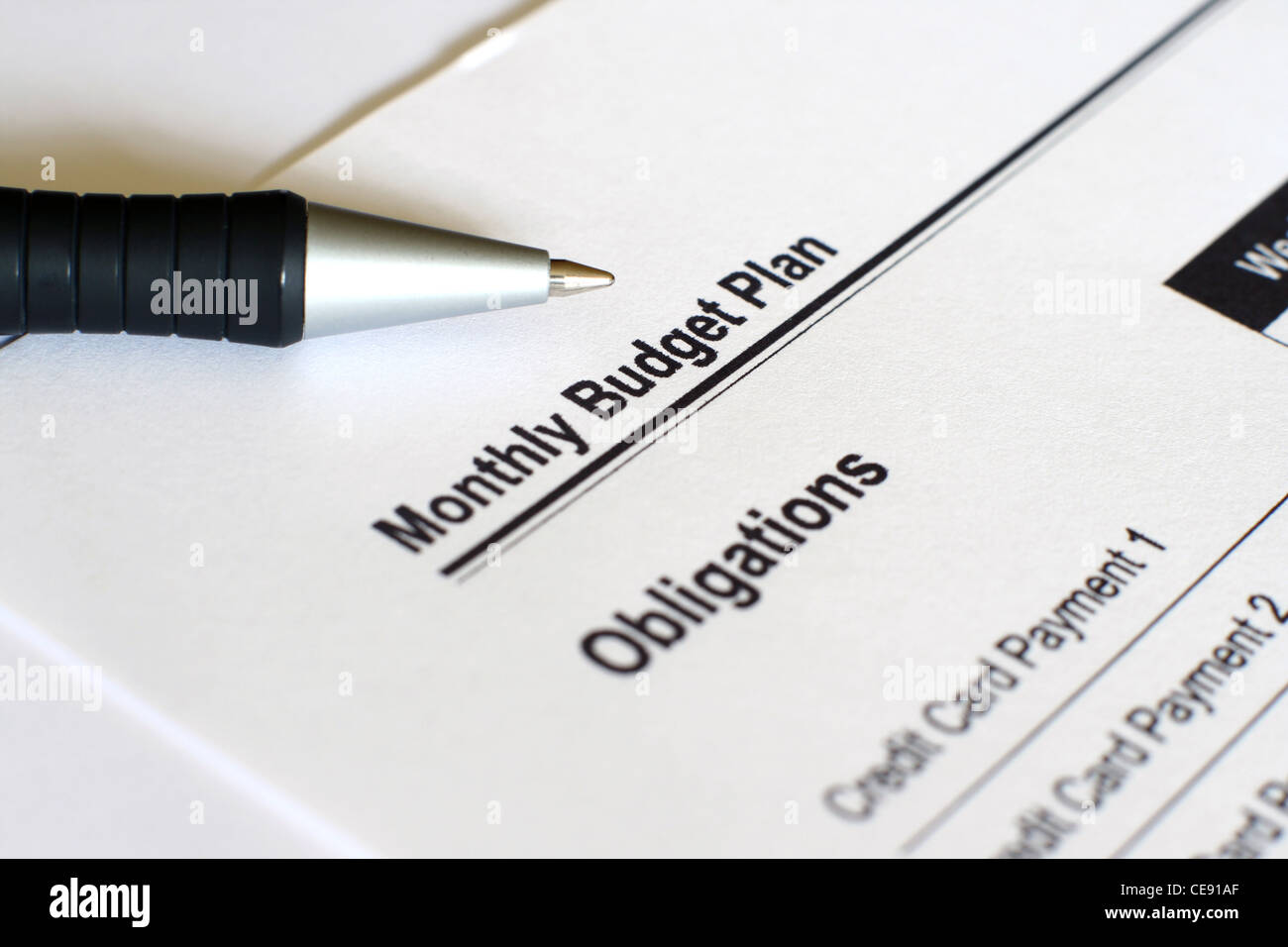 Monthly budget plan Stock Photo - Alamy