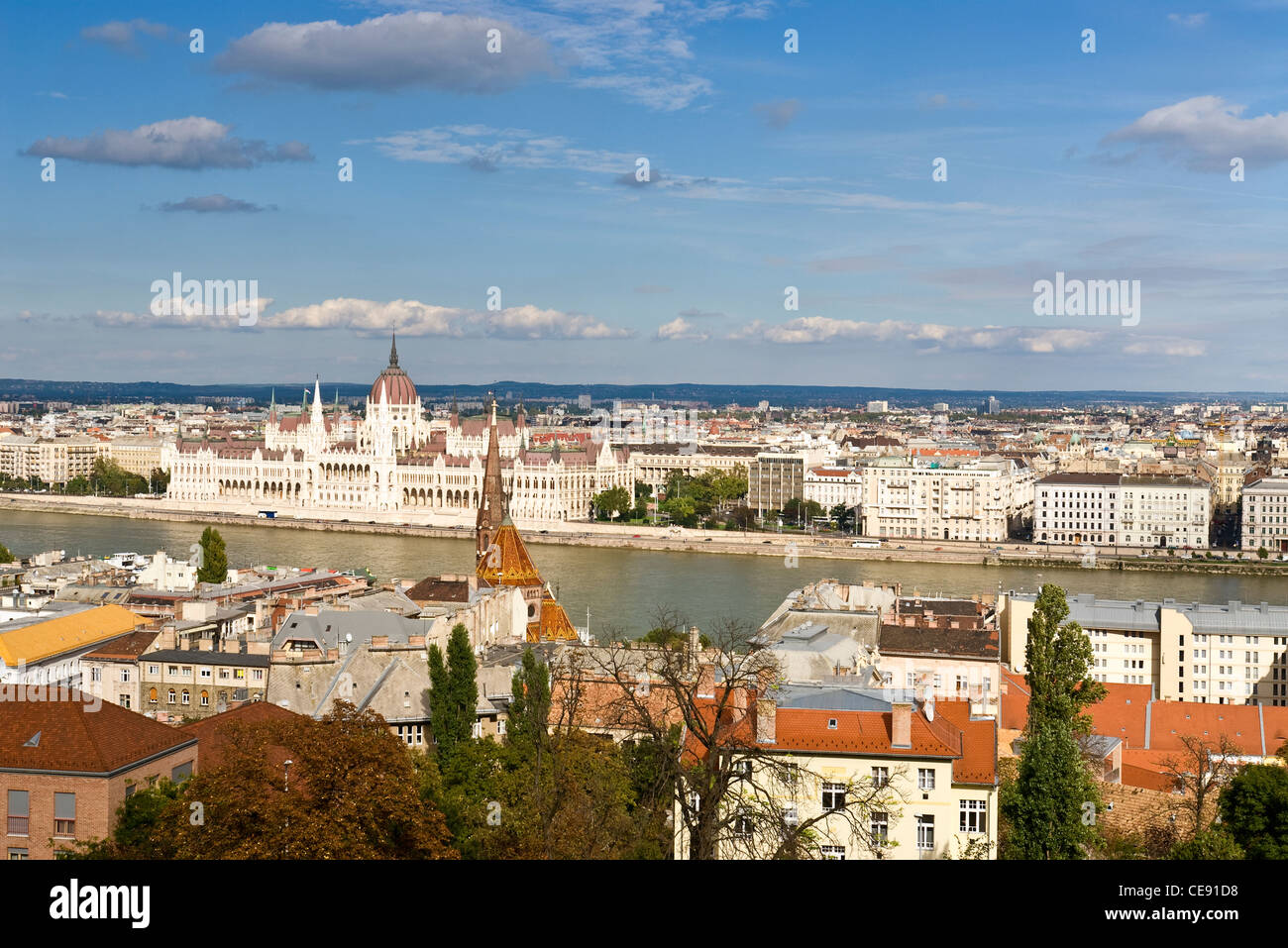 The Parliament (Orszaghaz) and Danube River (Duna) seen from Castle ...
