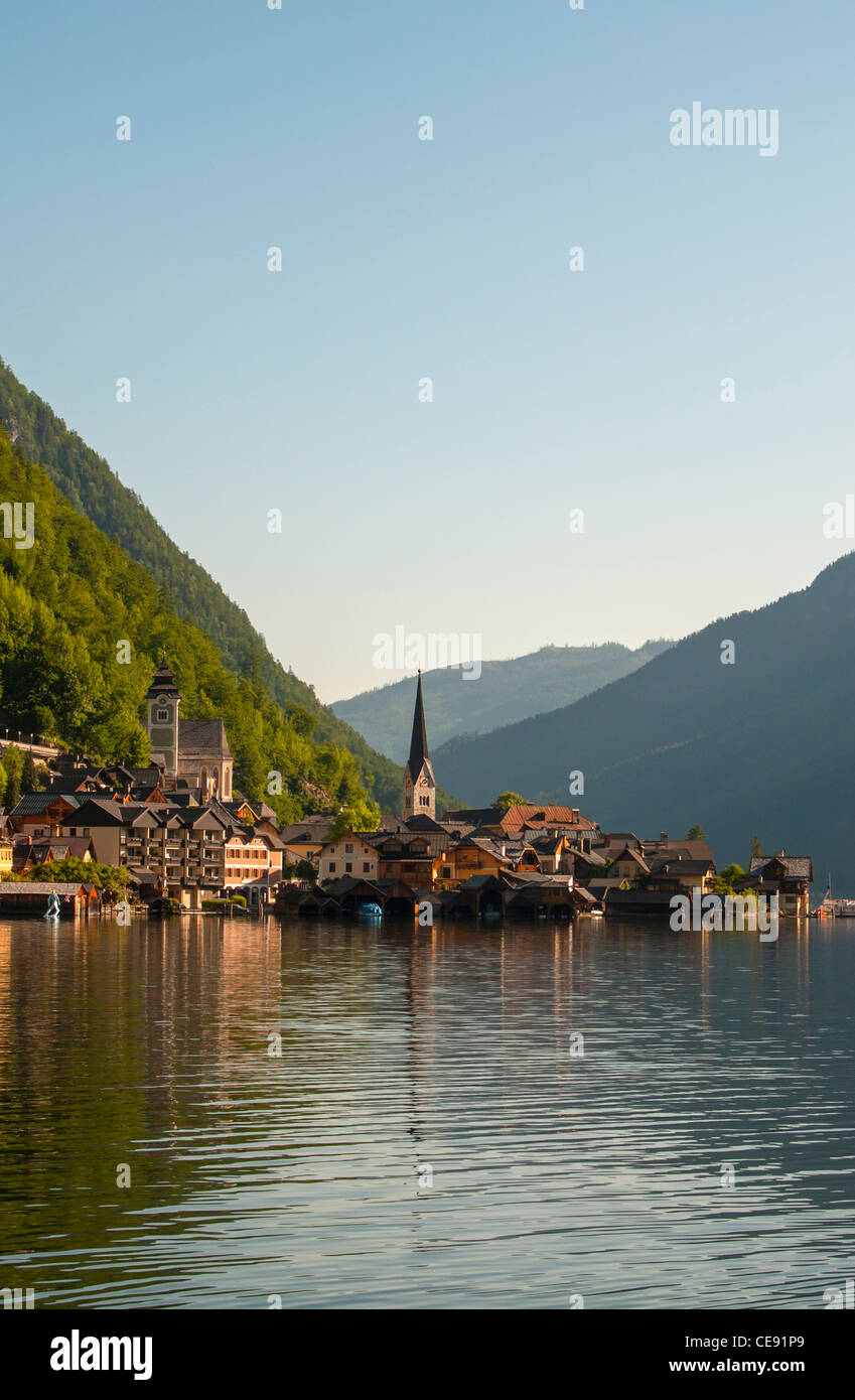 Village of Hallstatt by Hallstattersee Lake in Salzkammergut Region of ...