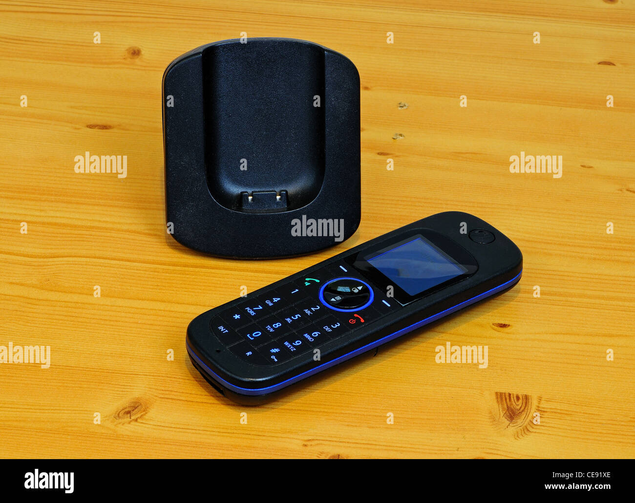 Cordless telephone in base unit, England, UK, Western Europe Stock ...