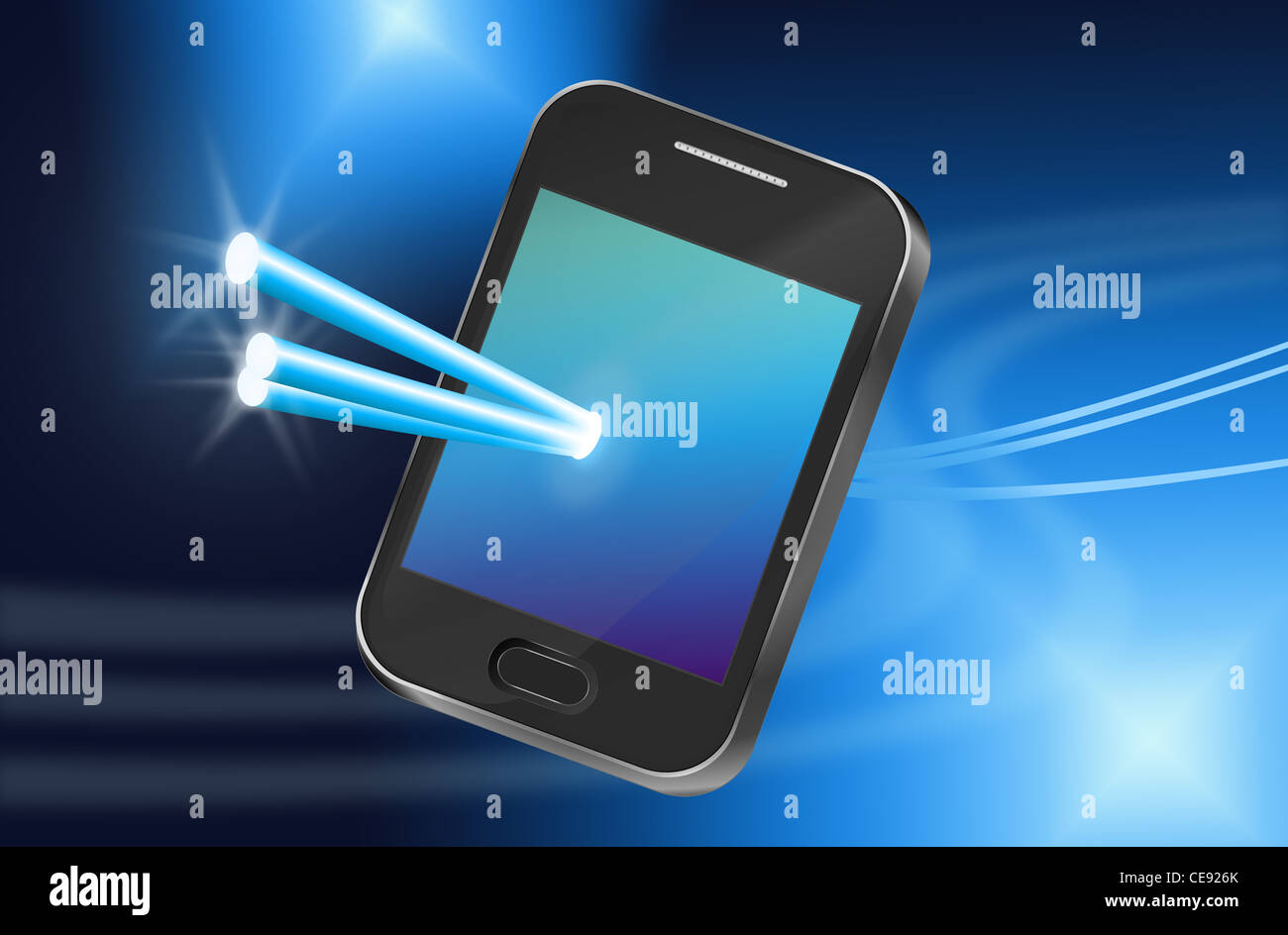 Illustration depicting a telecommunications device with illuminated ...