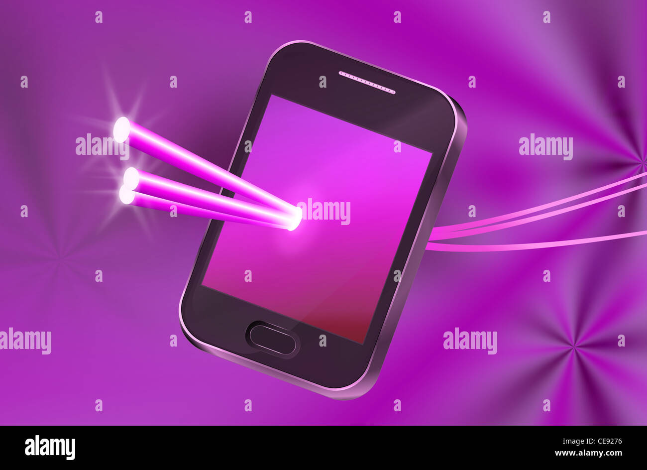 Illustration depicting a telecommunications device with illuminated ...