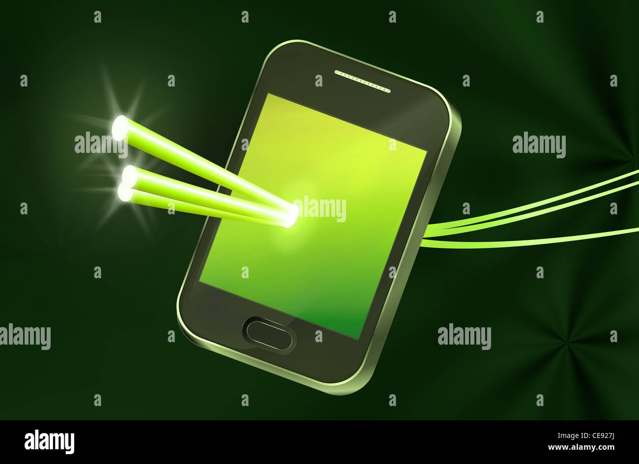 Illustration depicting a telecommunications device with illuminated ...