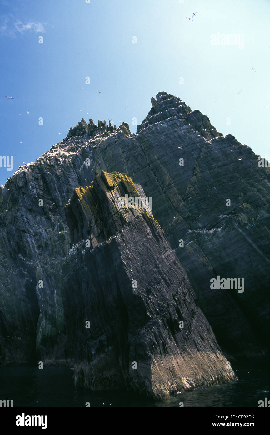 view of cross section of skellig michael large off shore island showing ...