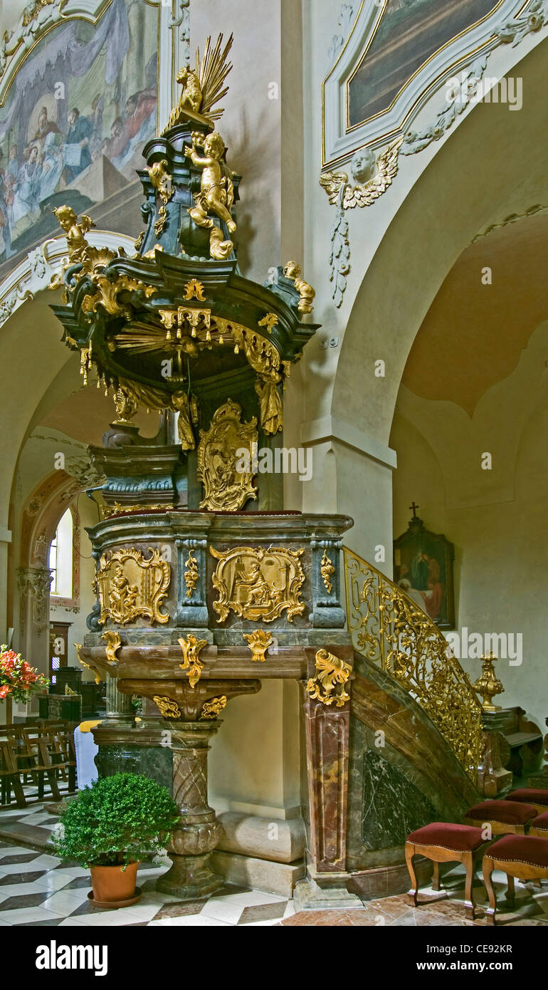wooden baroque pulpit Stock Photo - Alamy