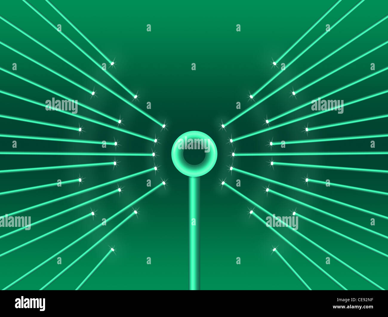 Illustration depicting illuminated fiber optic light strands forming a ...