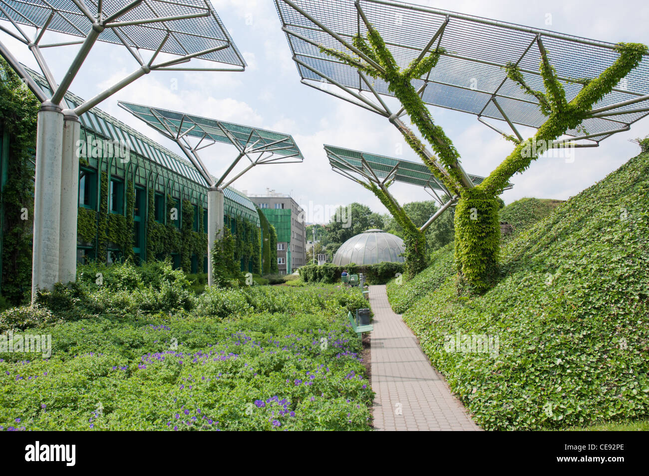 Garden upon the roof of the Warsaw University Library (BUW Stock Photo ...