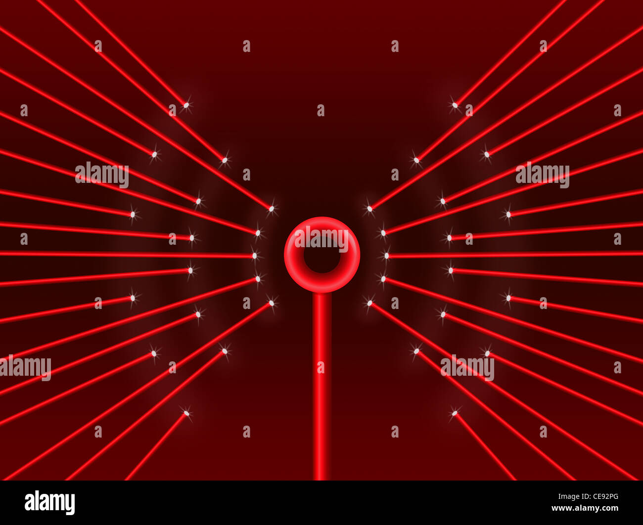 Illustration depicting illuminated fiber optic light strands forming a ...