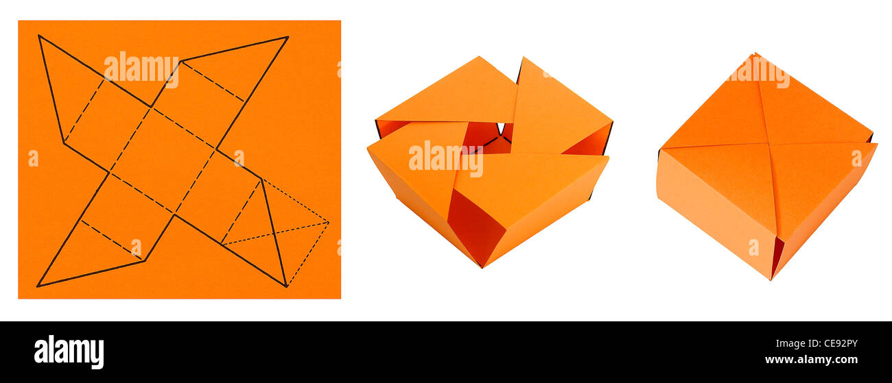 assembly procedure of paper gift box Stock Photo - Alamy