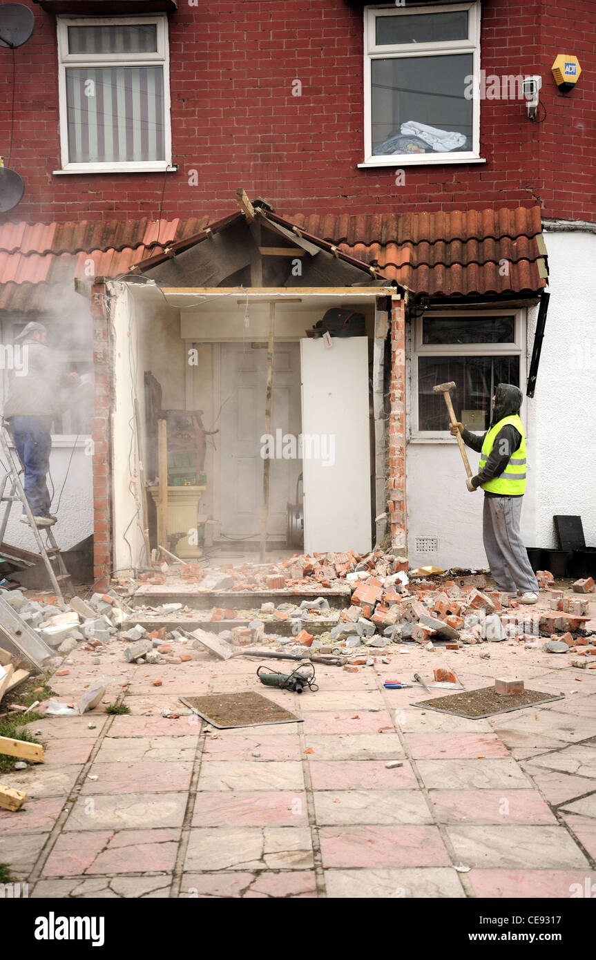 Exterior house renovation and demolition work Stock Photo - Alamy