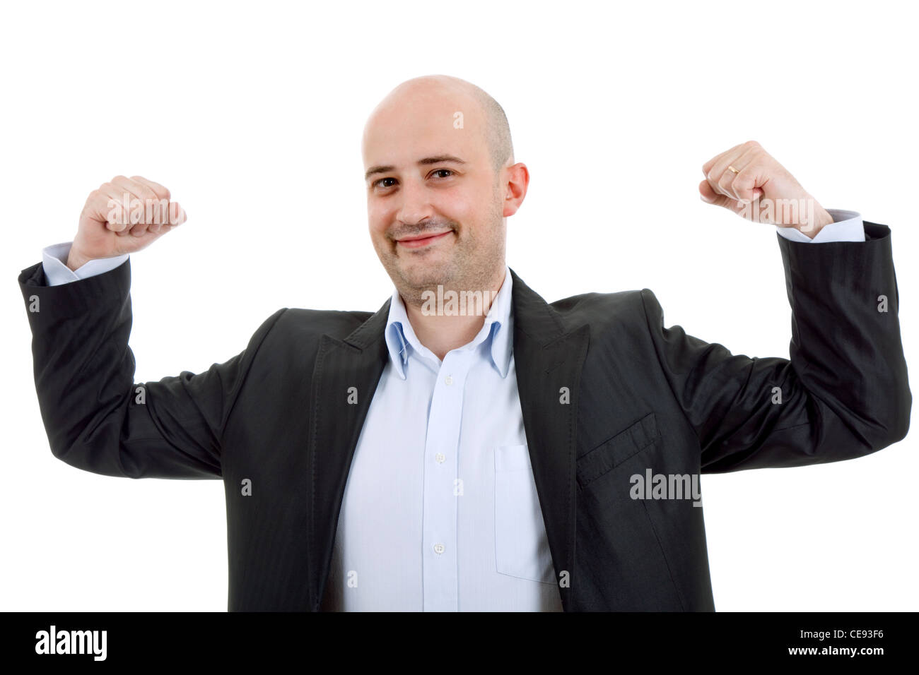 happy young man winning, isolated on white Stock Photo - Alamy