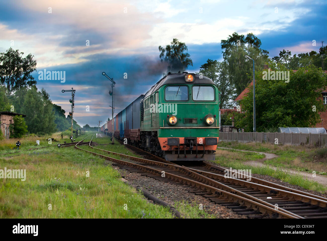 Freight diesel train Stock Photo - Alamy