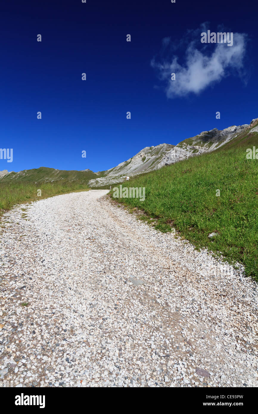 Alpine landscape with beautyful pathway under a bright blue sky Stock ...