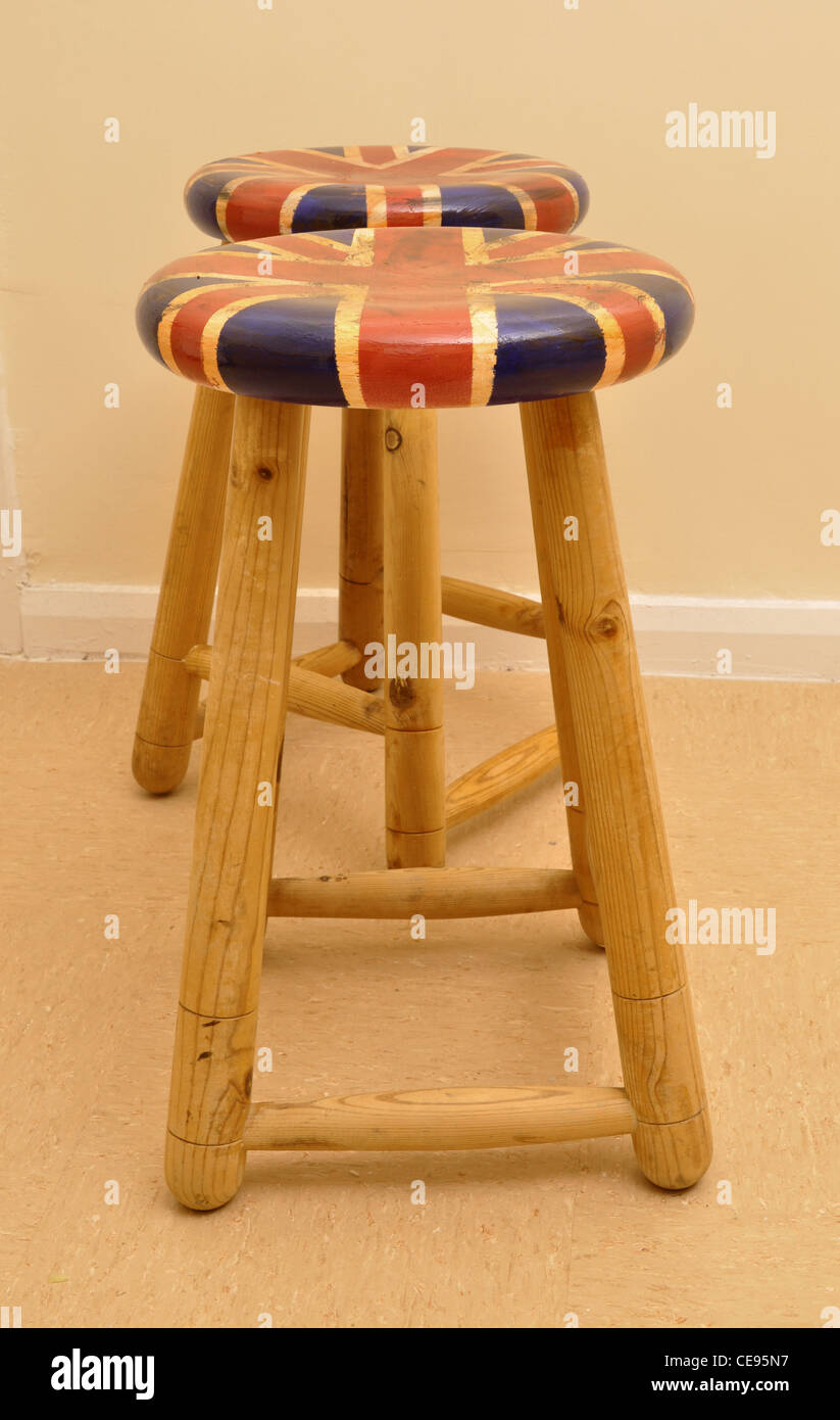 Shabby chic Union Jack stools Stock Photo - Alamy