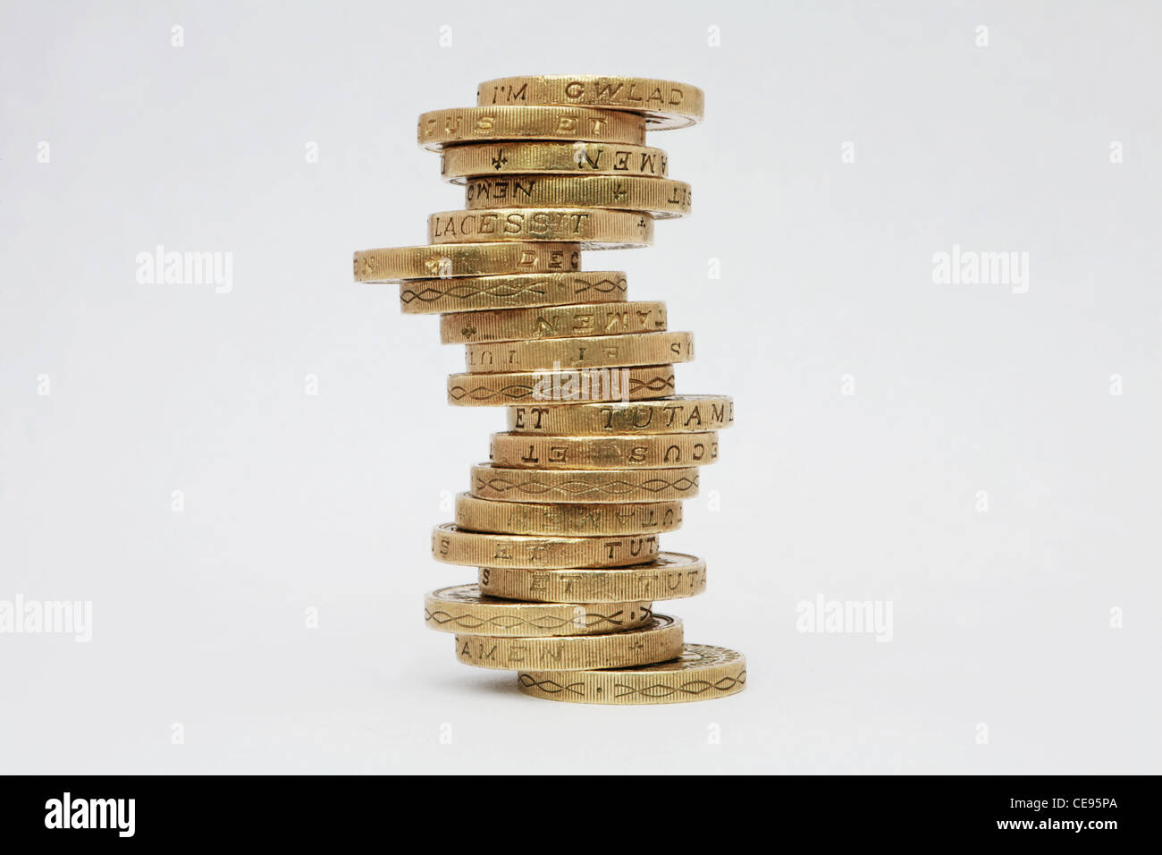 A stack of UK one pound coins Stock Photo - Alamy