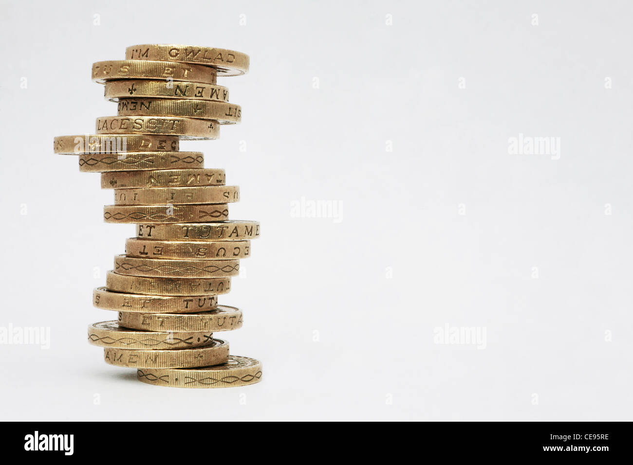 A stack of UK one pound coins Stock Photo - Alamy