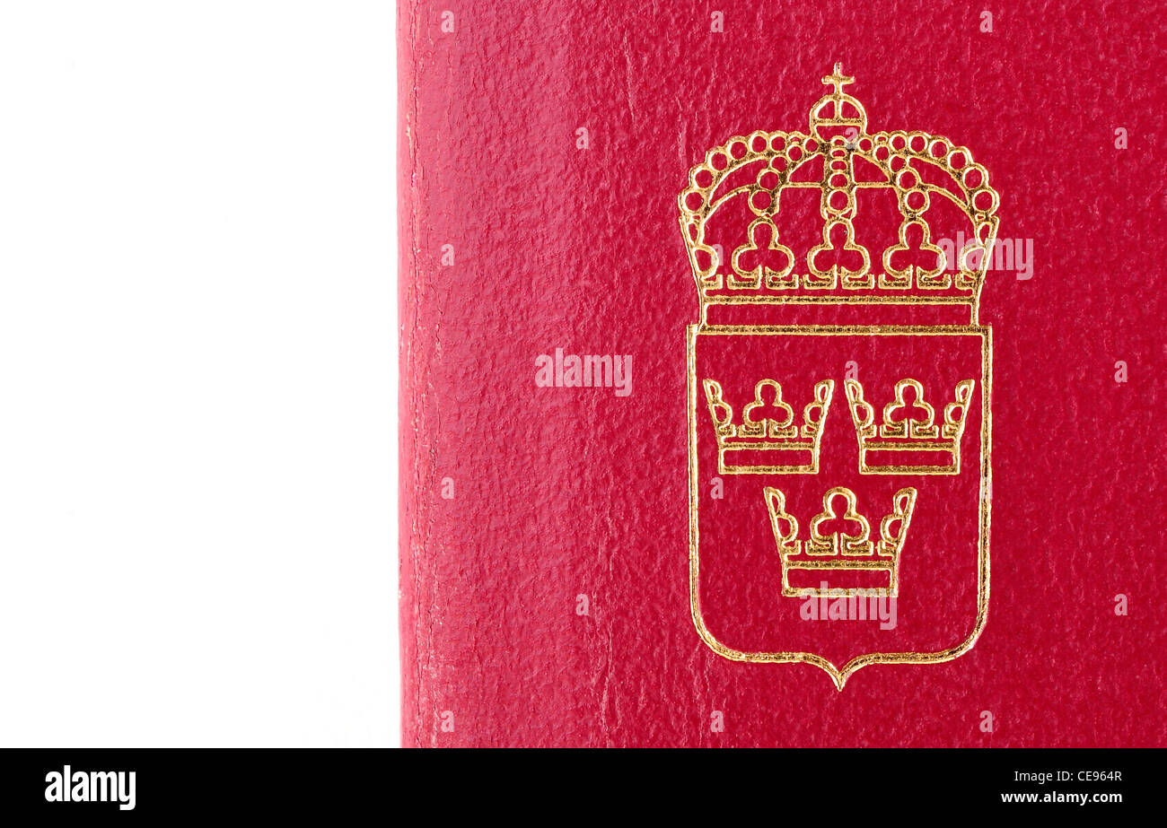 small emblem, crest of Sweden, on burgundy background Stock Photo - Alamy