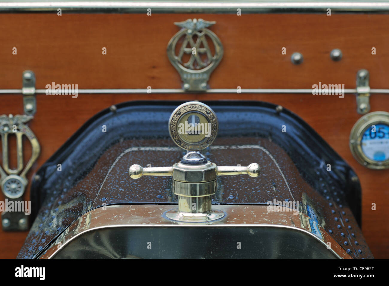 Badge on the front of a Model T Ford vintage automobile at the Monte ...