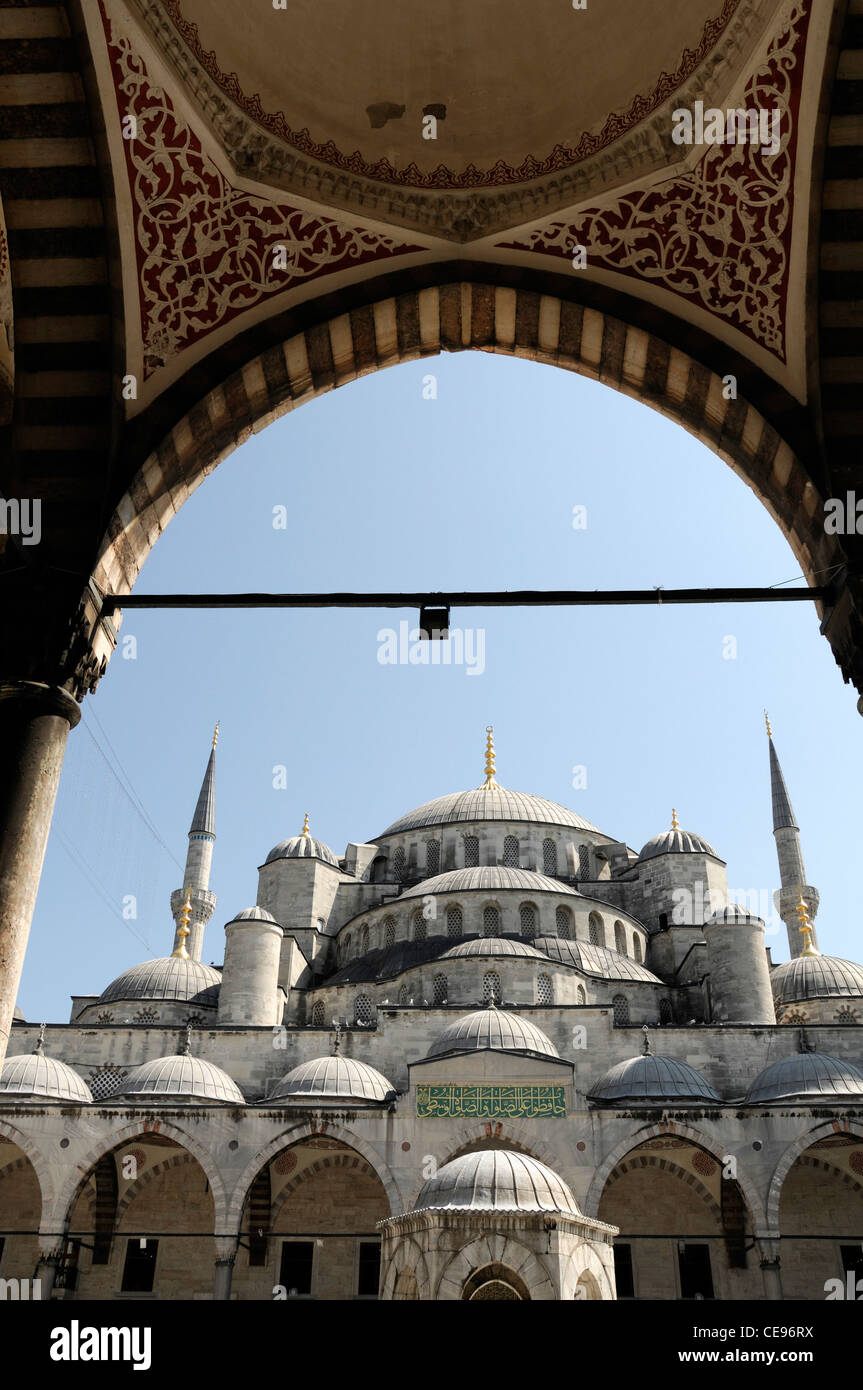 Blue Mosque Sultan Ahmed Mosque Istanbul Turkey ornate decorated domes domed art structure ...