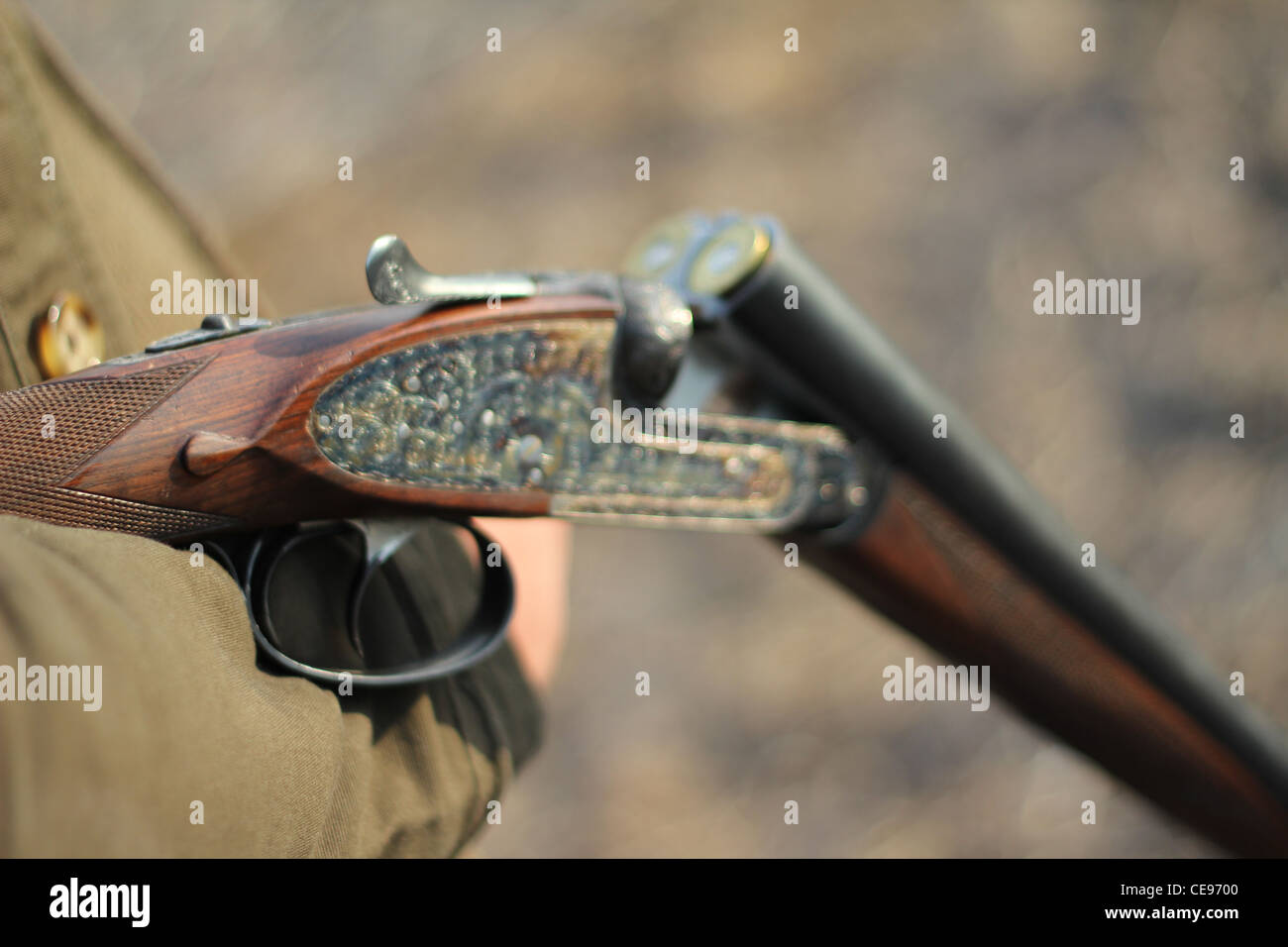 shotgun loaded at countryside Stock Photo - Alamy