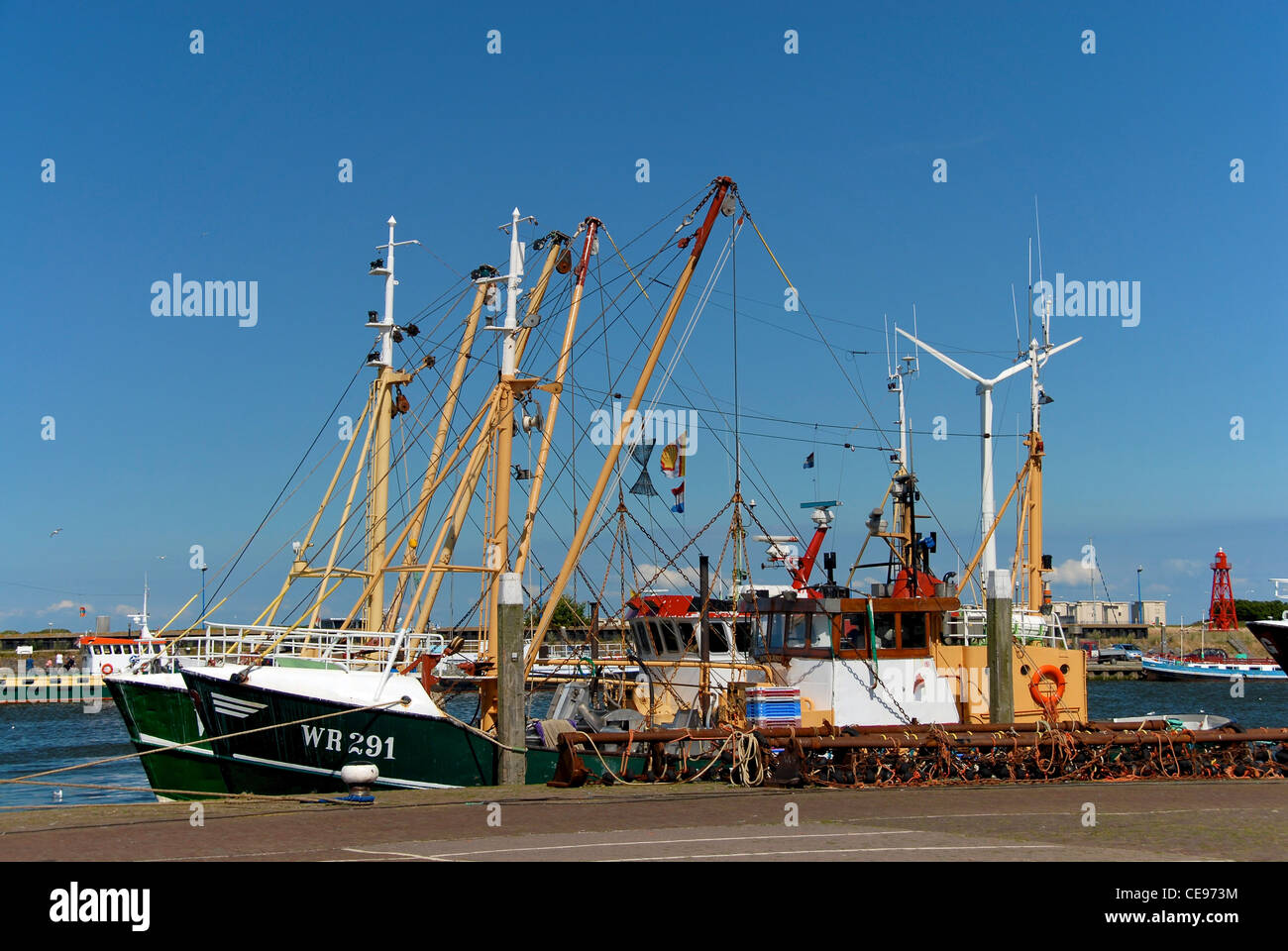 Fishing boats in the harbor of Den Oever (North-Holland, The ...
