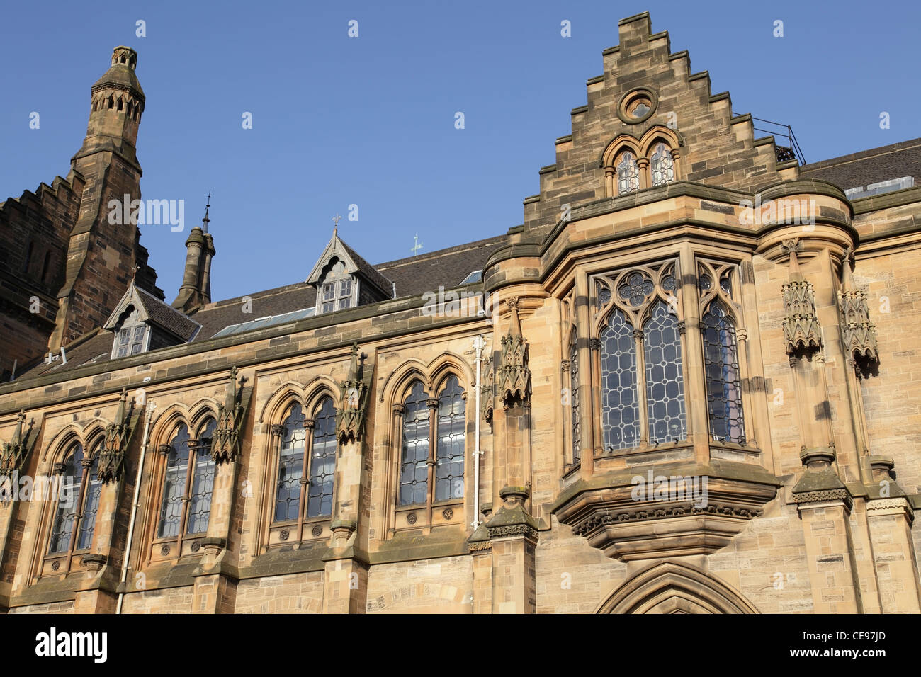 University of Glasgow, south facade of the main building, Gilmorehill ...