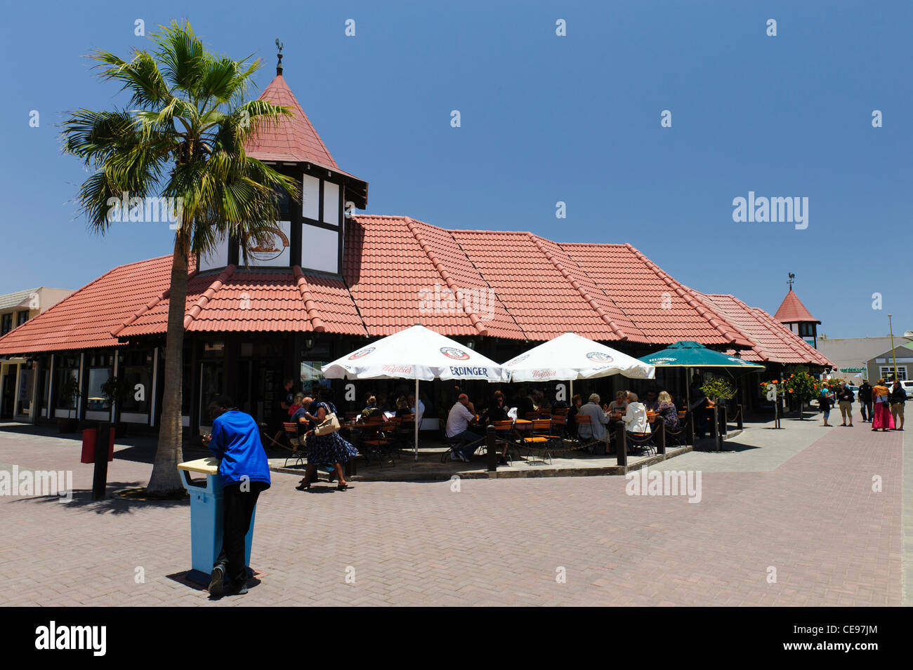 Restaurant with terrace in new shopping mall built in German colonial ...