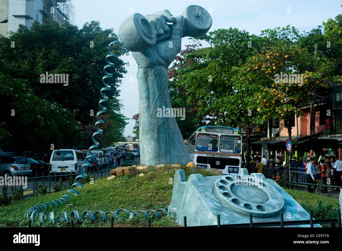 Statue of a phone in a hand, Colombo, Sri Lanka Stock Photo - Alamy
