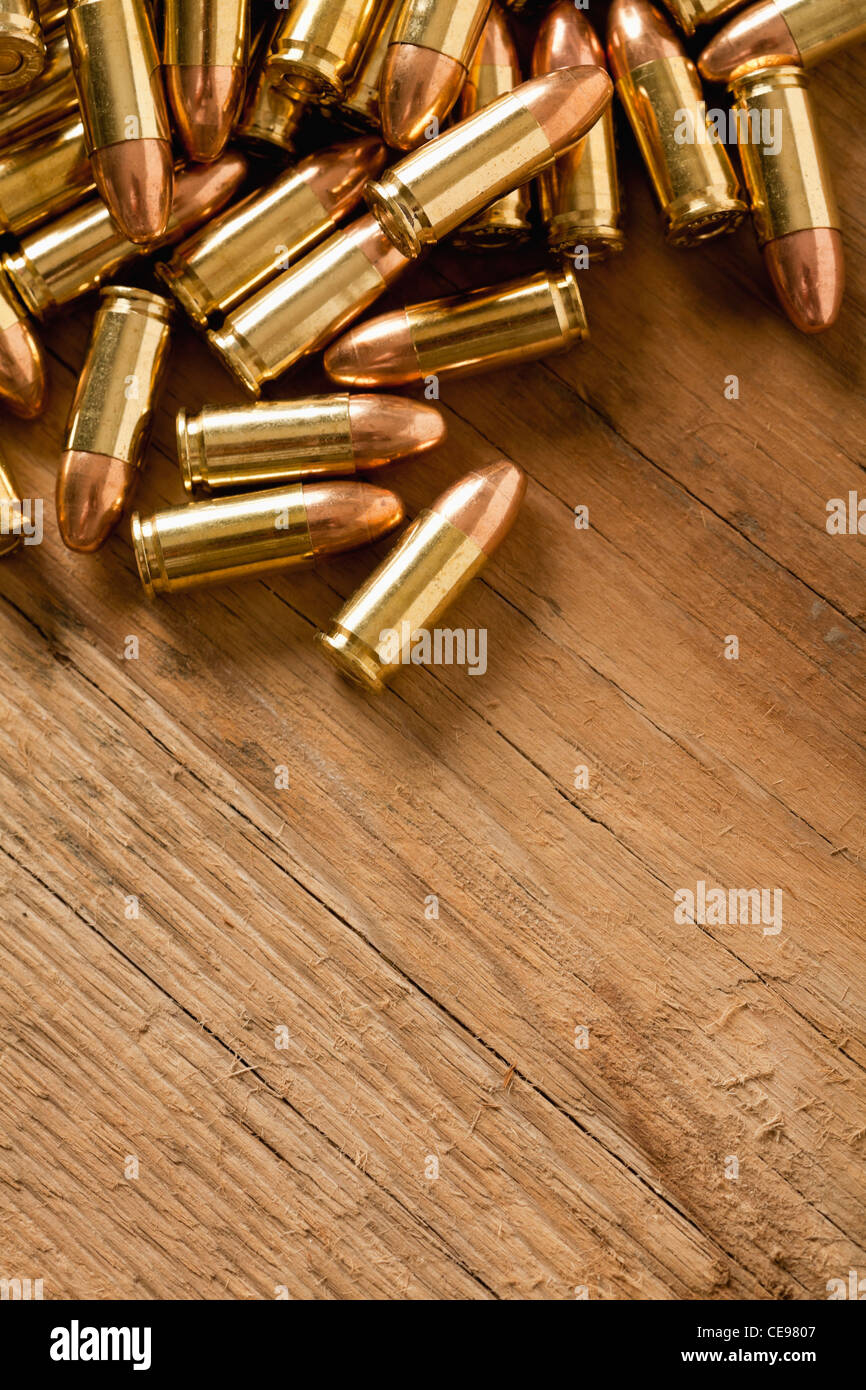 USA, Illinois, Metamora, Close-up of bullets on table Stock Photo - Alamy