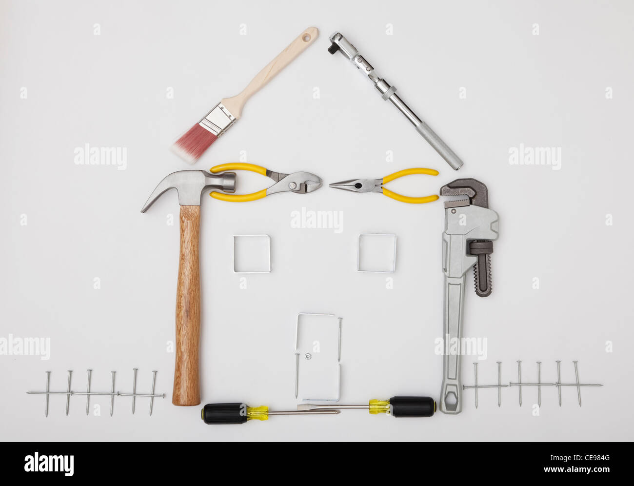 Studio shot of hand tools in house shape Stock Photo - Alamy