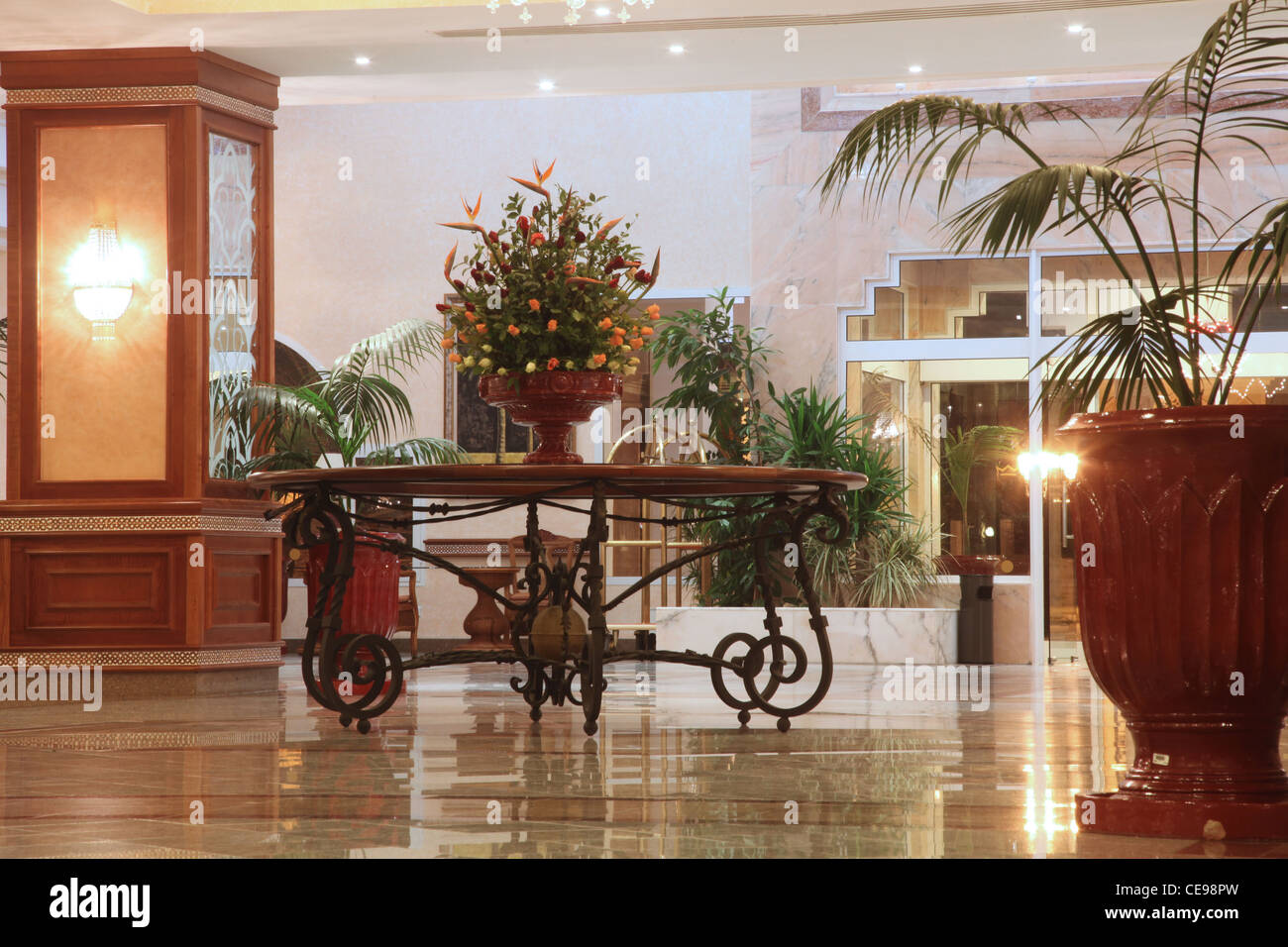 Modern hotel lobby with marble floor Stock Photo - Alamy