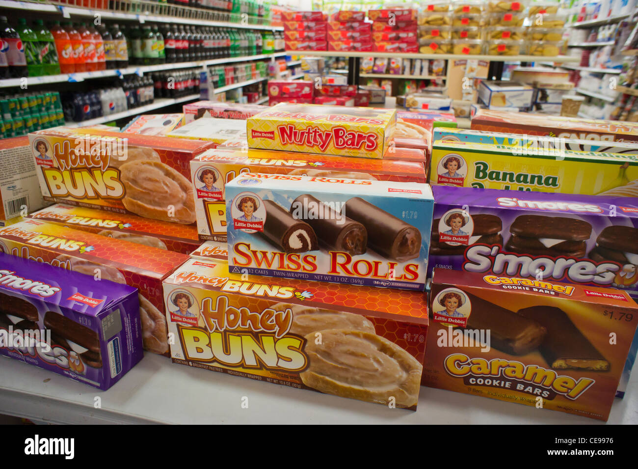 A selection of Little Debbie brand cakes in the grocery department in a ...