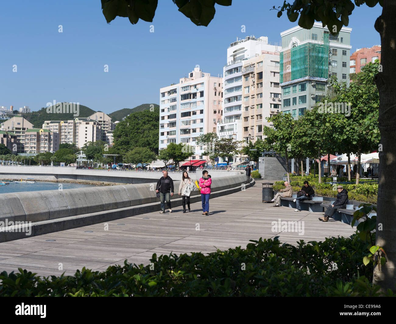 dh STANLEY HONG KONG People walking Stanley promenade Stanley Bay ...