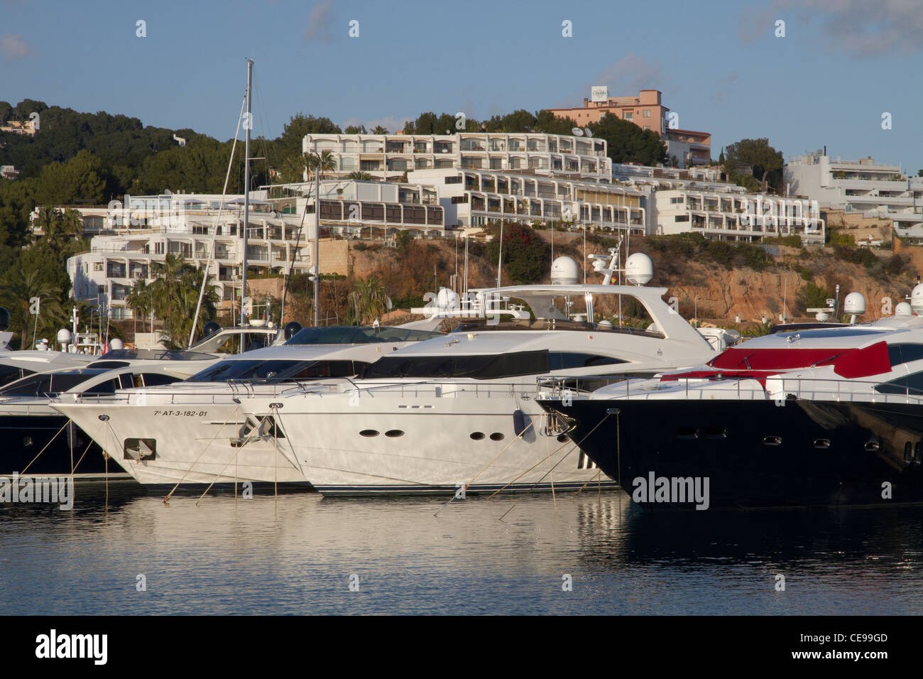 Puerto Portals harbor luxury yacht motor boats moored Calvia ...
