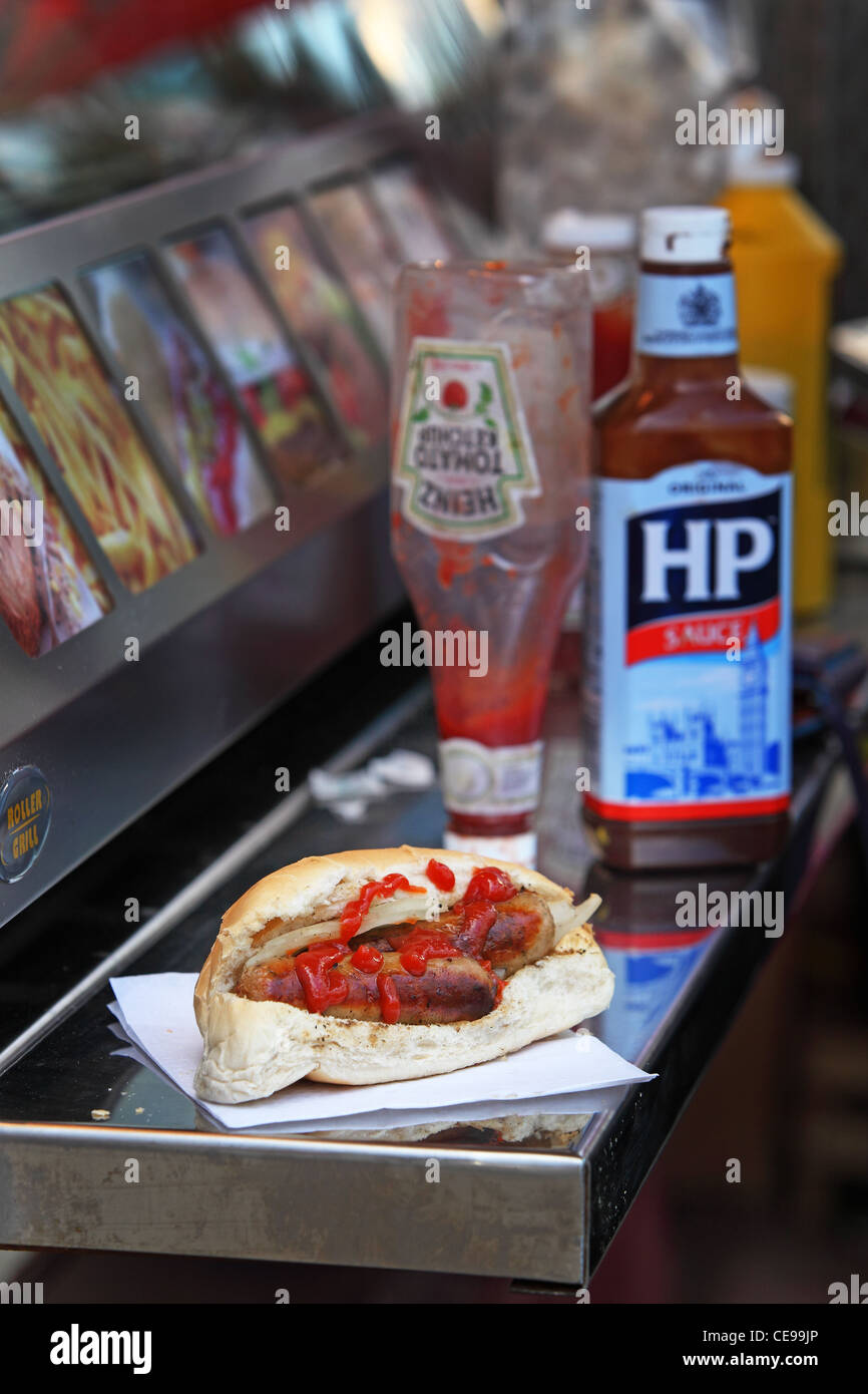 sandwich sausage barm eating on the street Stock Photo - Alamy