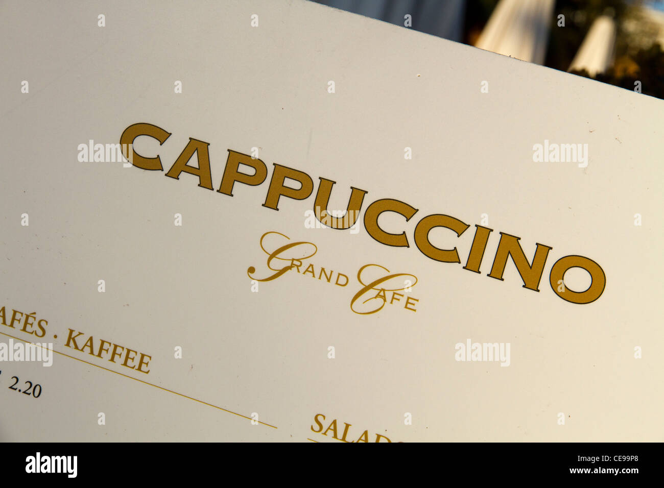 cappuccino sign cafe cafeteria Stock Photo - Alamy