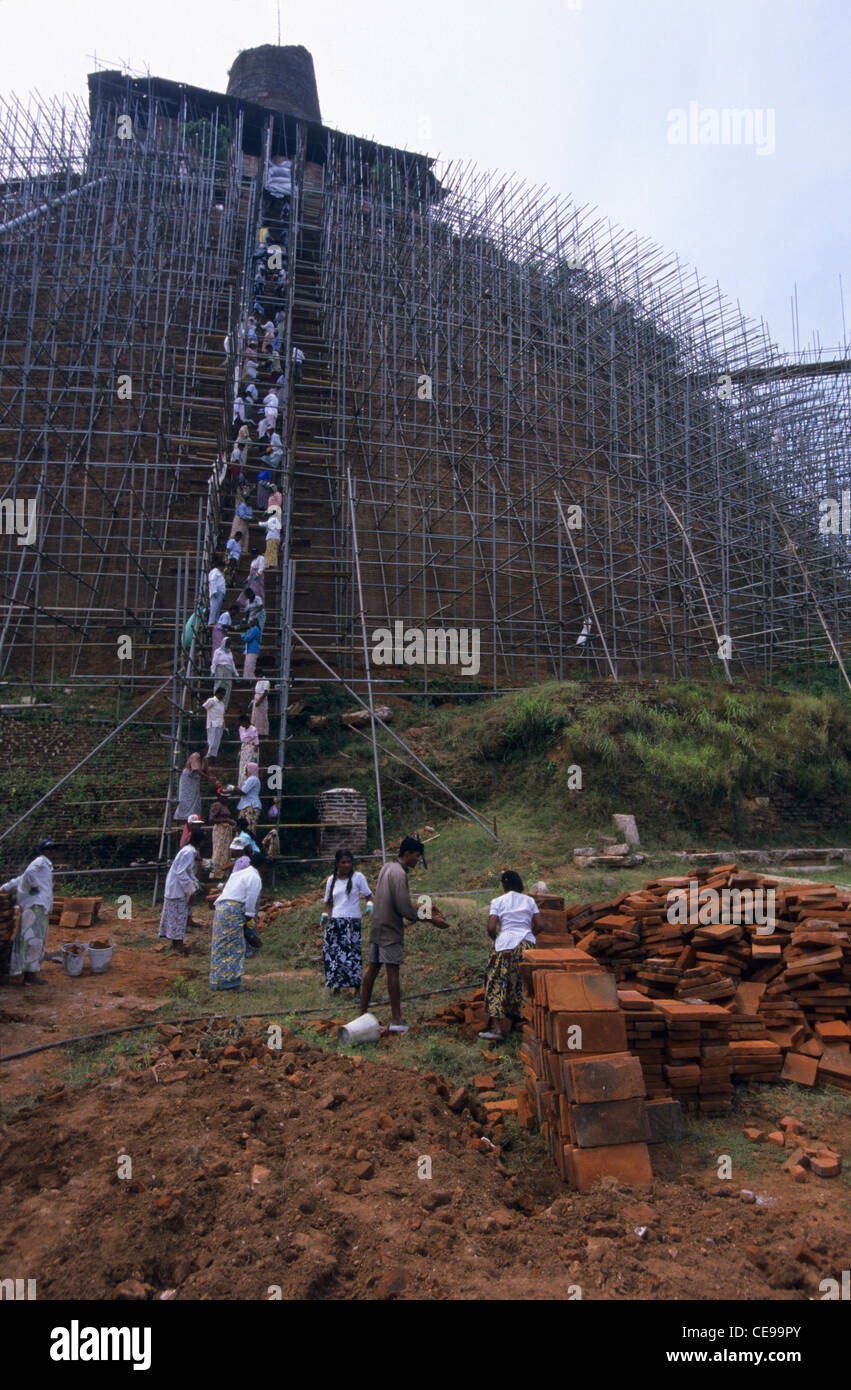Human chain passing bricks restoration hi-res stock photography and ...