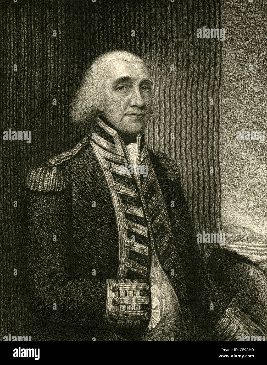 1830 engraving of Admiral of the Fleet Richard Howe, 1st Earl Howe ...
